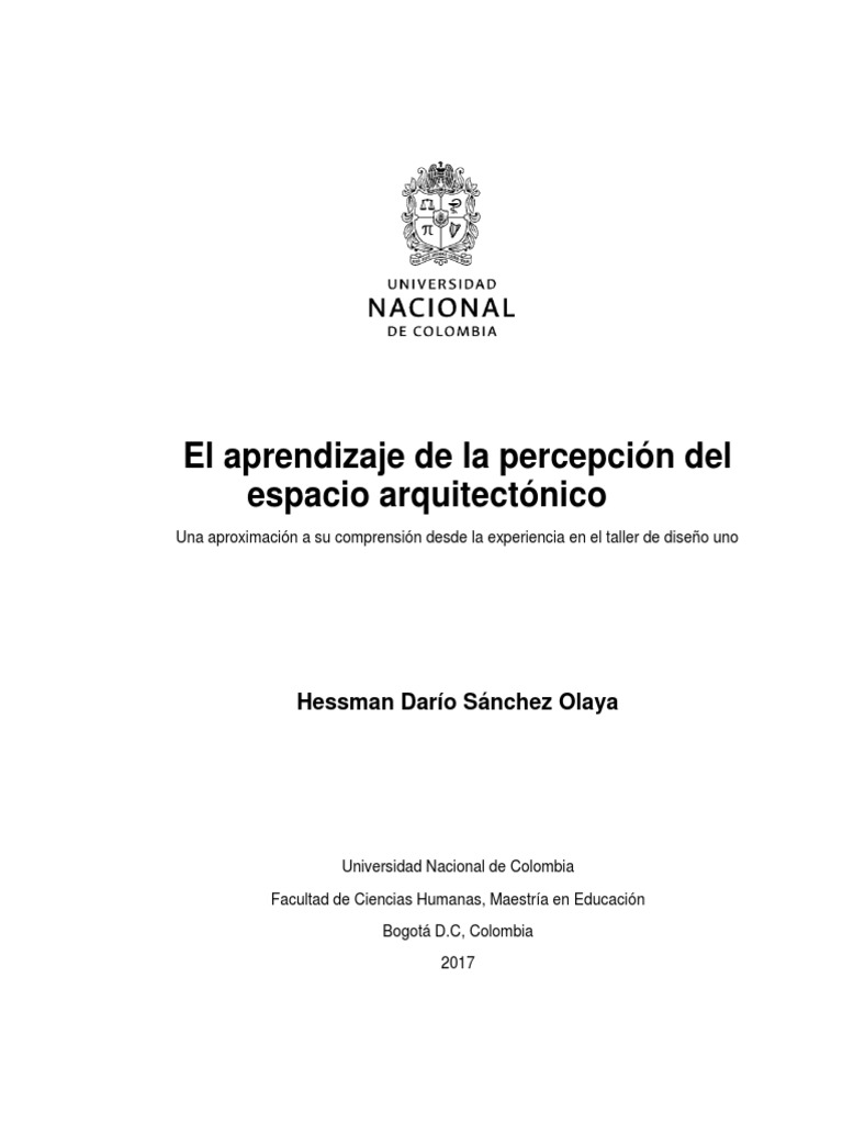El Aprendizaje de La Percepción Del Espacio Arquitectónico | PDF ...