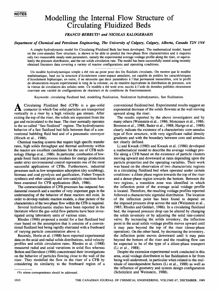 Modelling The Internal Flow Structure Circulating Fluidized Beds | PDF ...