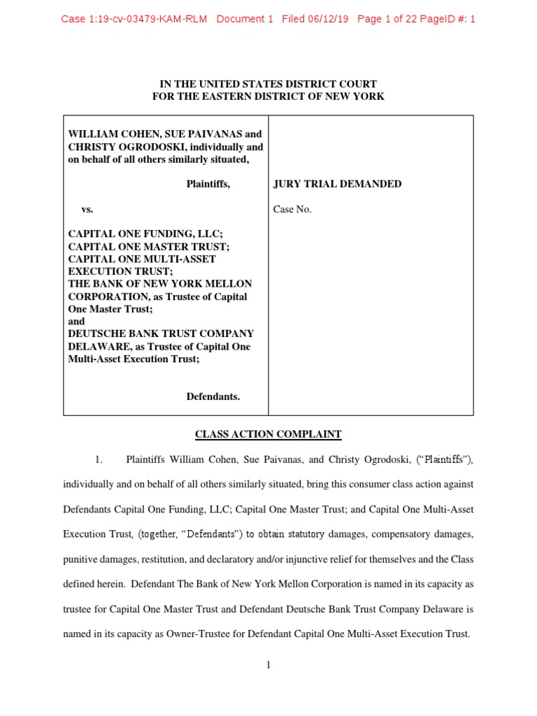 Capital One Complaint | PDF | Asset Backed Security | Securitization