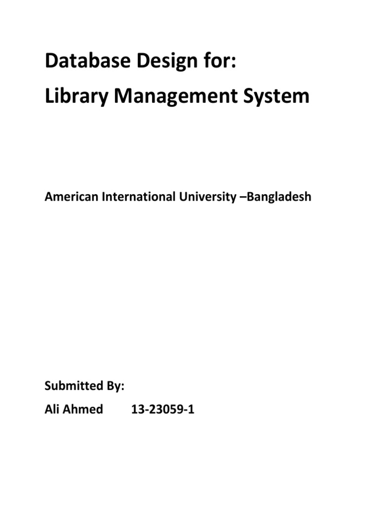 Database Design For Library Management S | PDF | Books | Areas Of ...