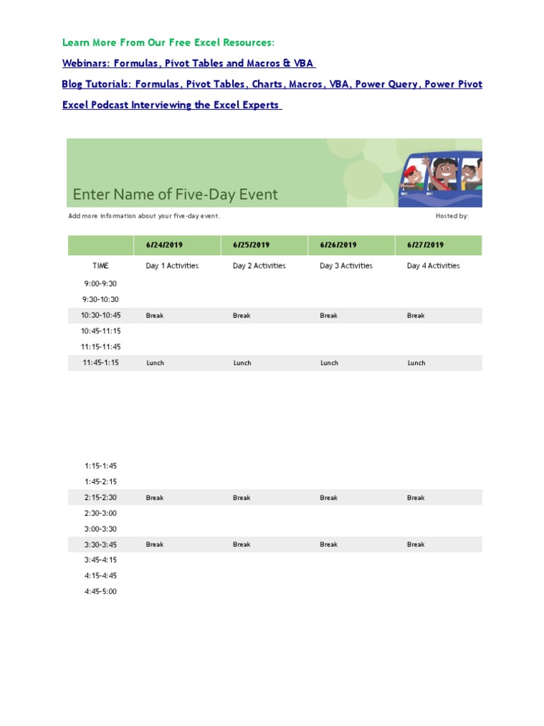 Family Event Schedule | PDF