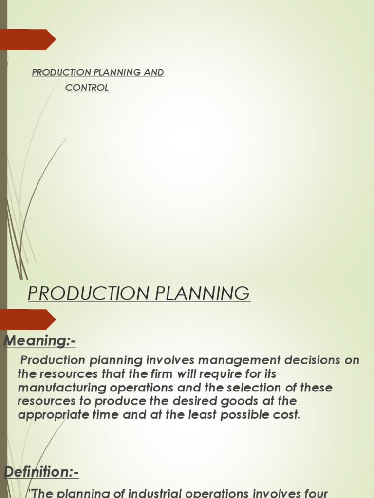 Chapter 1 Production Planning & Control | PDF | Factors Of Production ...
