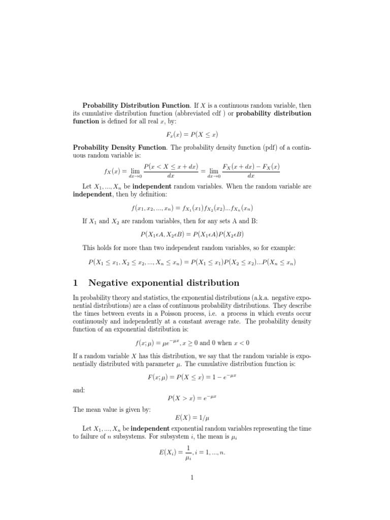 Negative Exponential Distribution Overview | PDF | Probability ...