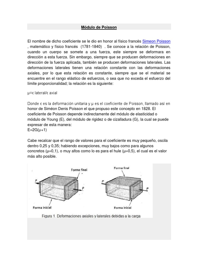 Módulo de Poisson | PDF | Elasticidad (Física) | El módulo de Young