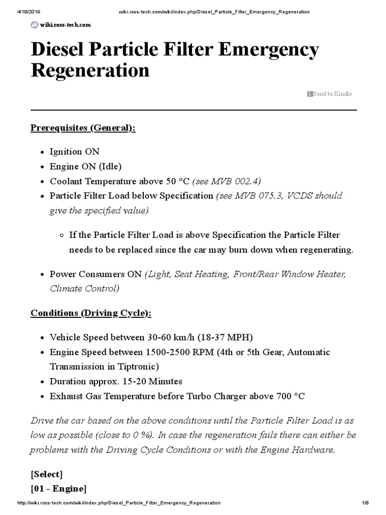 Diesel Filter Emergency Regeneration Guide | PDF | Turbocharger | Hvac