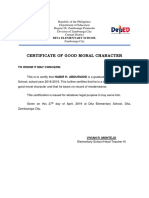 Certificate of Good Moral Character Sample | PDF