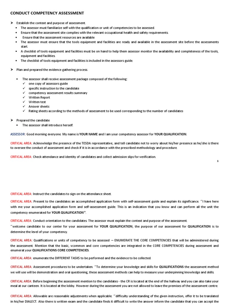 Conduct Competency Assessment | PDF | Competence (Human Resources) | Question