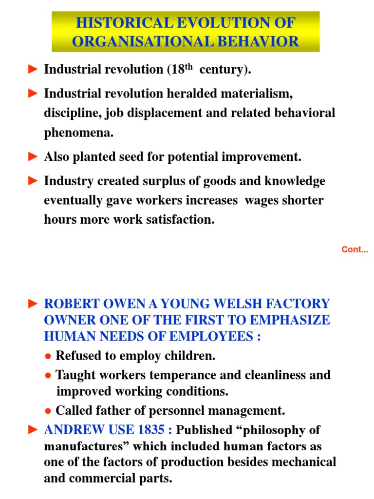 Historical Evolution of Organisational Behavior: Cont.. | PDF ...