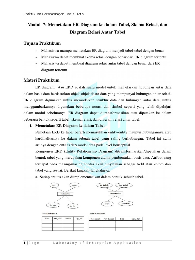 Modul 7 Pemetaan ER Diagram | PDF
