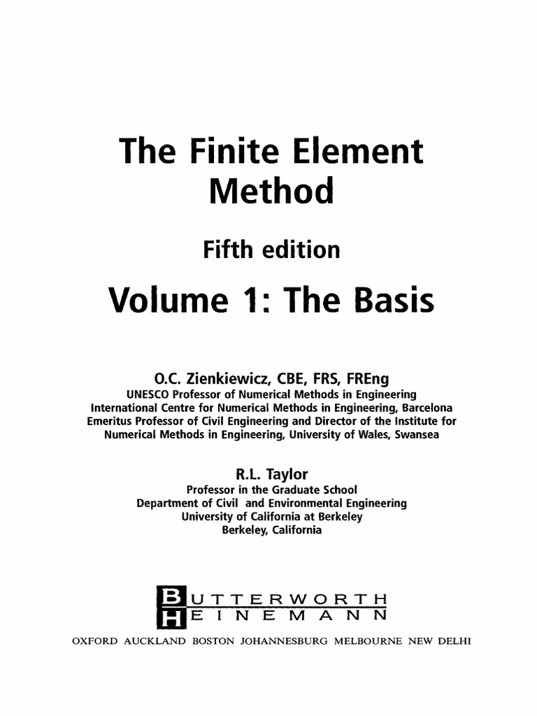 Zienkiewicz O.C., Taylor R.L. Vol. 1. The Finite Element Method. The Basis | PDF