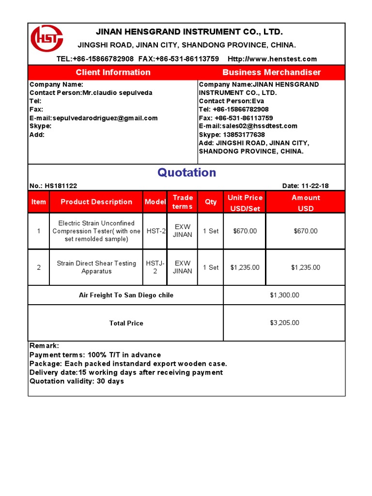 Quotation: Client Information Business Merchandiser | PDF