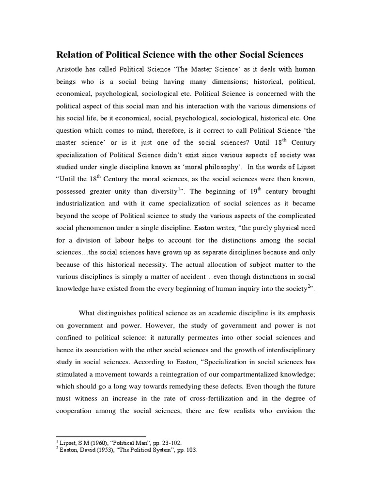 Political Science and Social Sciences Relations | PDF | Social Science ...