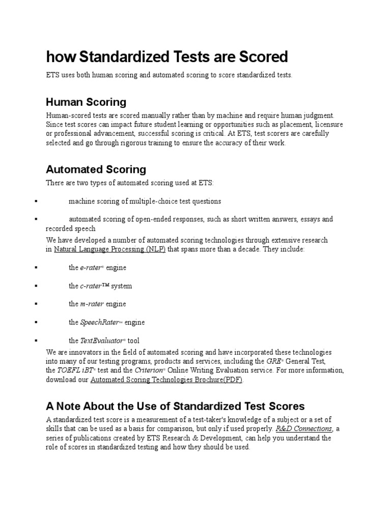 How Standardized Tests Are Scored: Human Scoring | PDF | Standardized ...