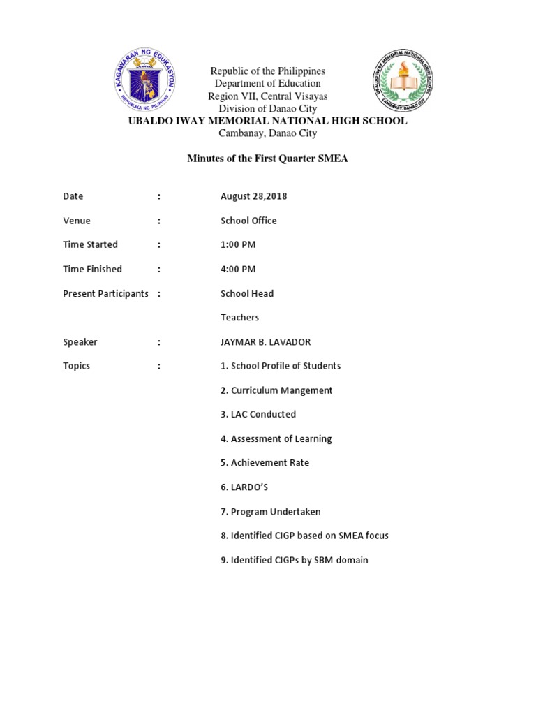 Minutes Smea | PDF | Education Theory | Teaching