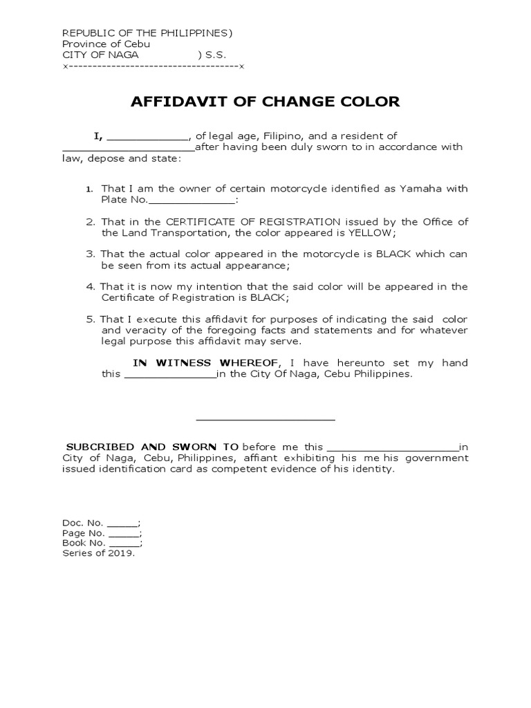 Affidavit of Change Color-5 | PDF