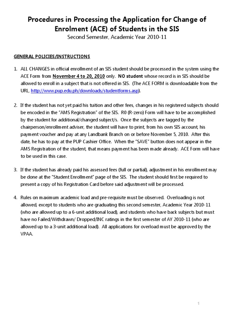 PUP ACE Procedures Main | PDF | Business