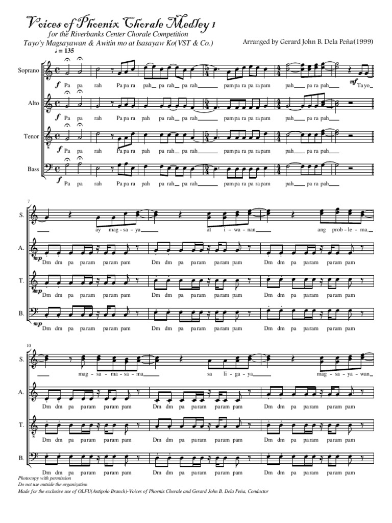 Vop Medley Final PDF | PDF | Vocal Music | Pitch (Music)