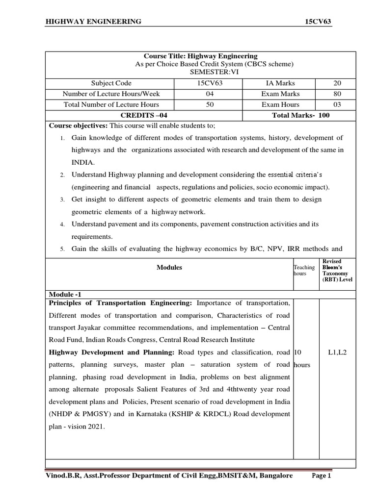 Highway Engg Notes | PDF | Road | Transport