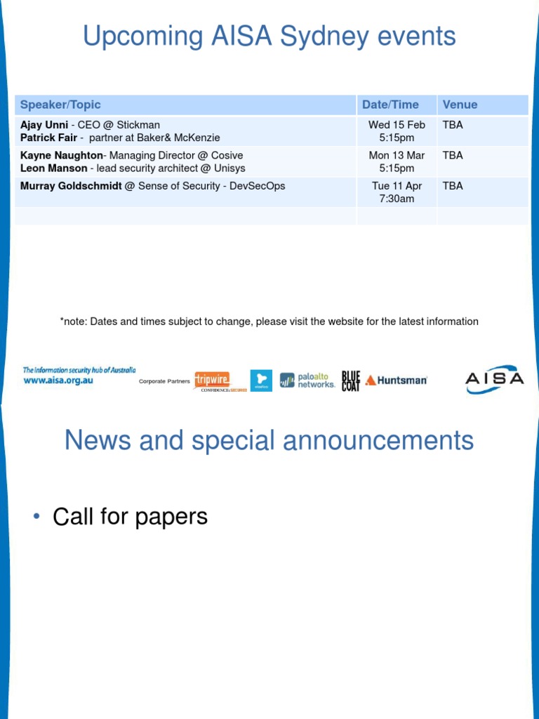 Upcoming AISA Sydney Events | PDF | Automated Teller Machine | Malware
