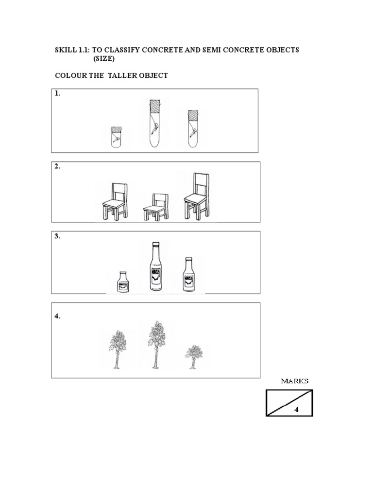 Colour The Taller Object | PDF