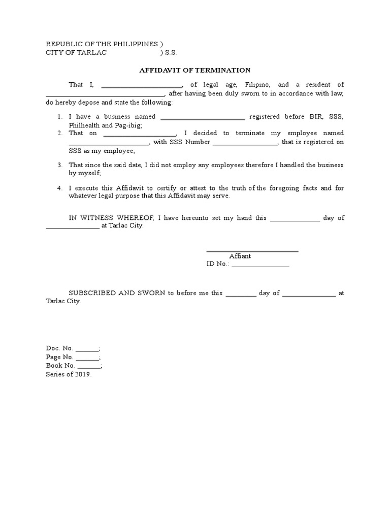 Affidavit of Termination | PDF