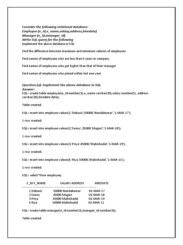 SQL Project | Download Free PDF | Table (Database) | Sql