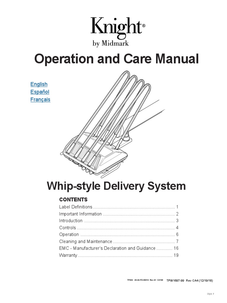 Operation and Care Manual: Whip-Style Delivery System | PDF | Mains ...