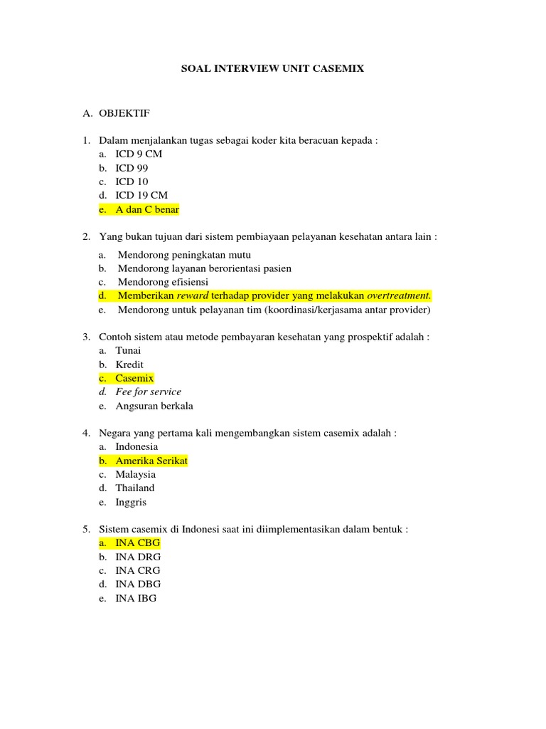 Soal Interview Casemix | PDF