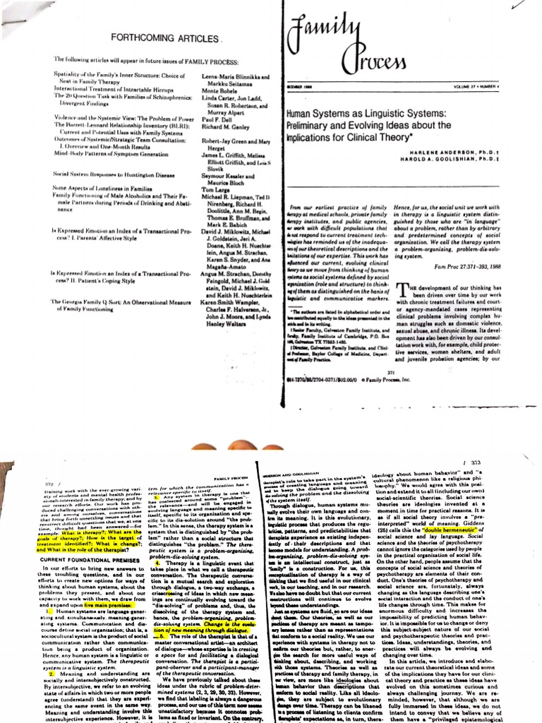 Family Process | PDF | Sociological Theories | Social Psychology