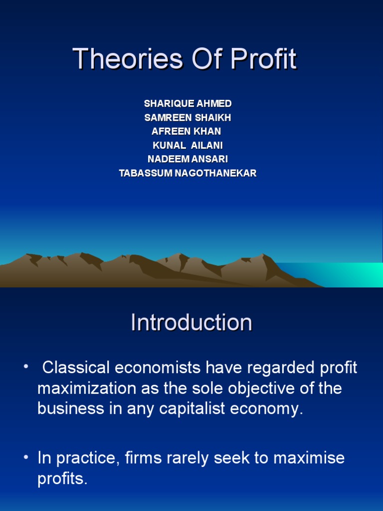 Theories of Profit | PDF | Profit (Economics) | Interest