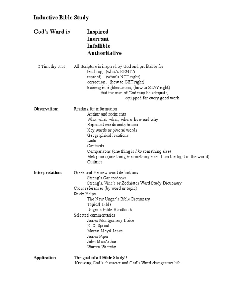 The Inductive Bible Study Basics | PDF | Gospel Of Matthew | Ministry ...