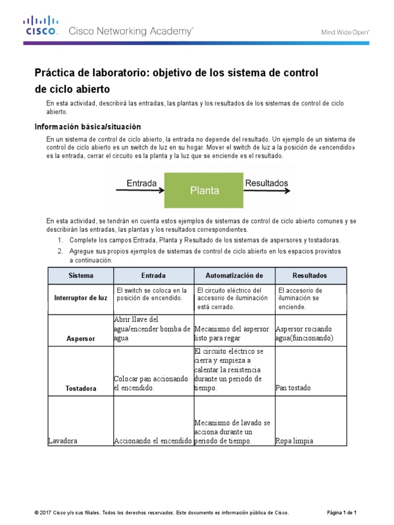 1.1.3.9 Lab - Open-Loop Control System | PDF | Sistema de control ...