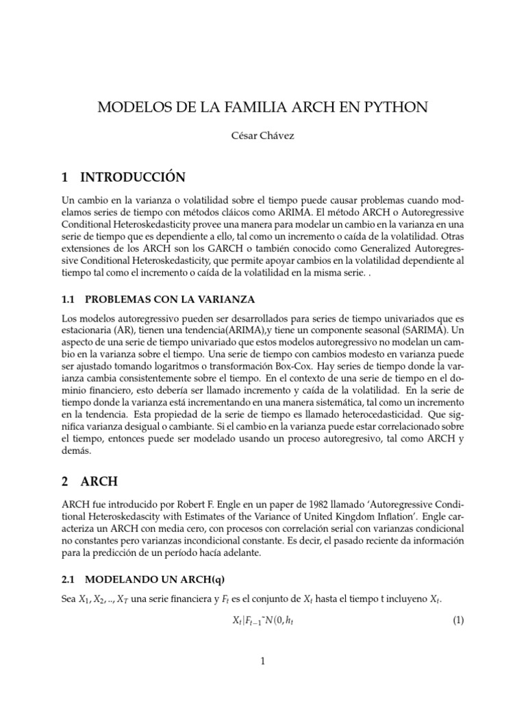 Modelos ARCH y GARCH en Python | PDF | Series de tiempo | Teoría estadística
