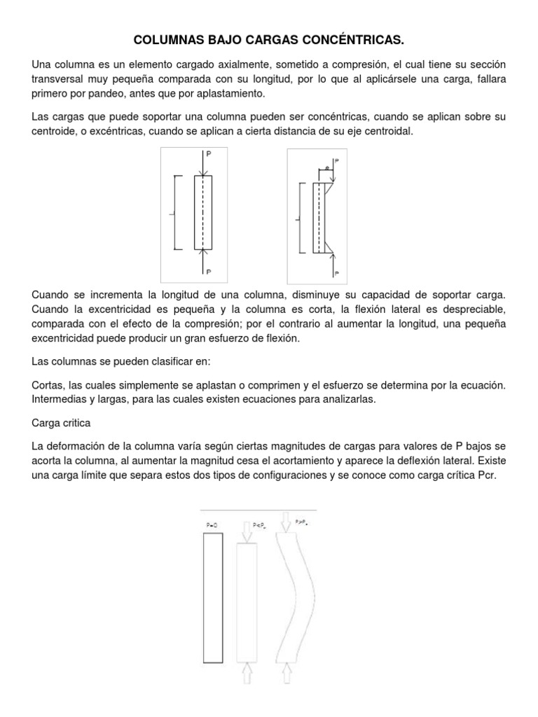 Columnas: Cargas Concéntricas y Excentricas | PDF | Pandeo | Mecánica
