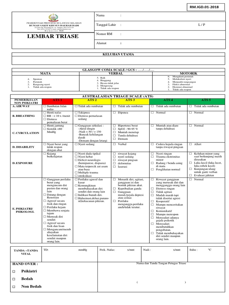 TRIAGE DAN PENGKAJIAN AWAL PASIEN DI IGD | PDF
