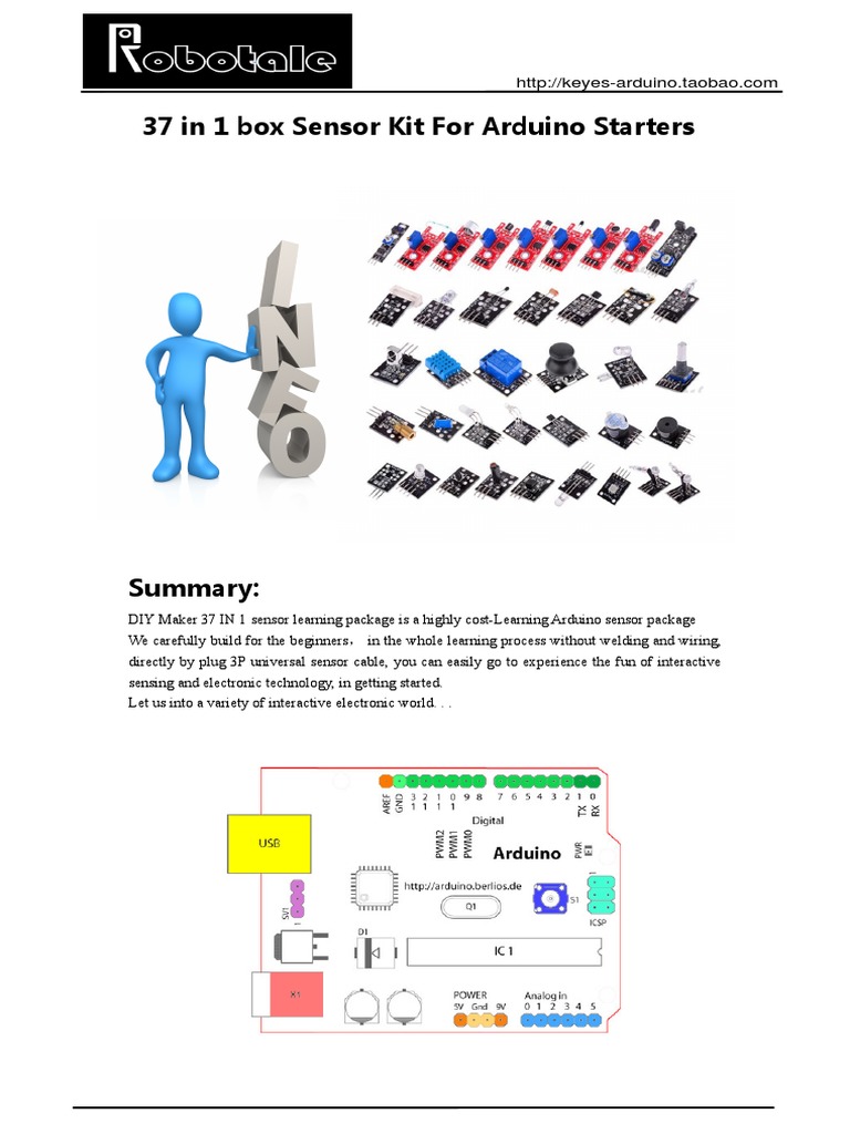 37 in 1 Box Sensor Kit For Arduino Starters | PDF | Relay | Electrical ...