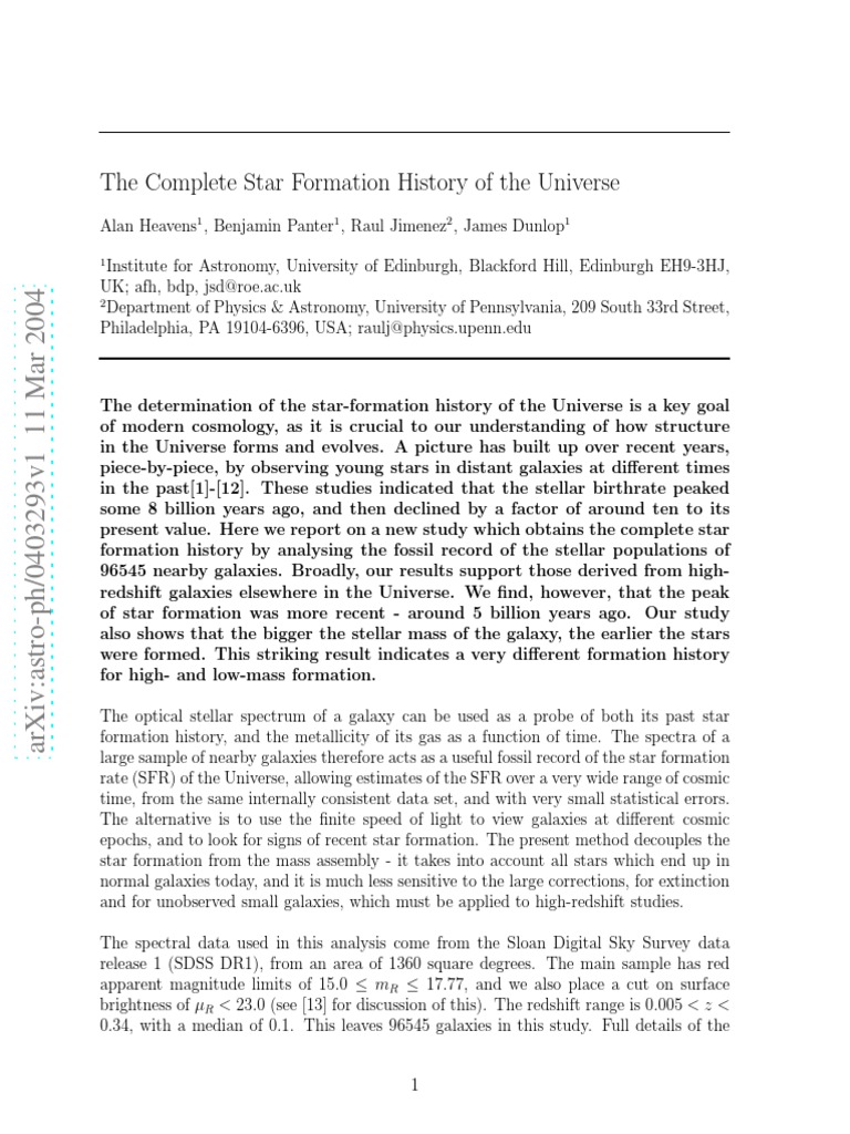 Star Form | PDF | Redshift | Star Formation