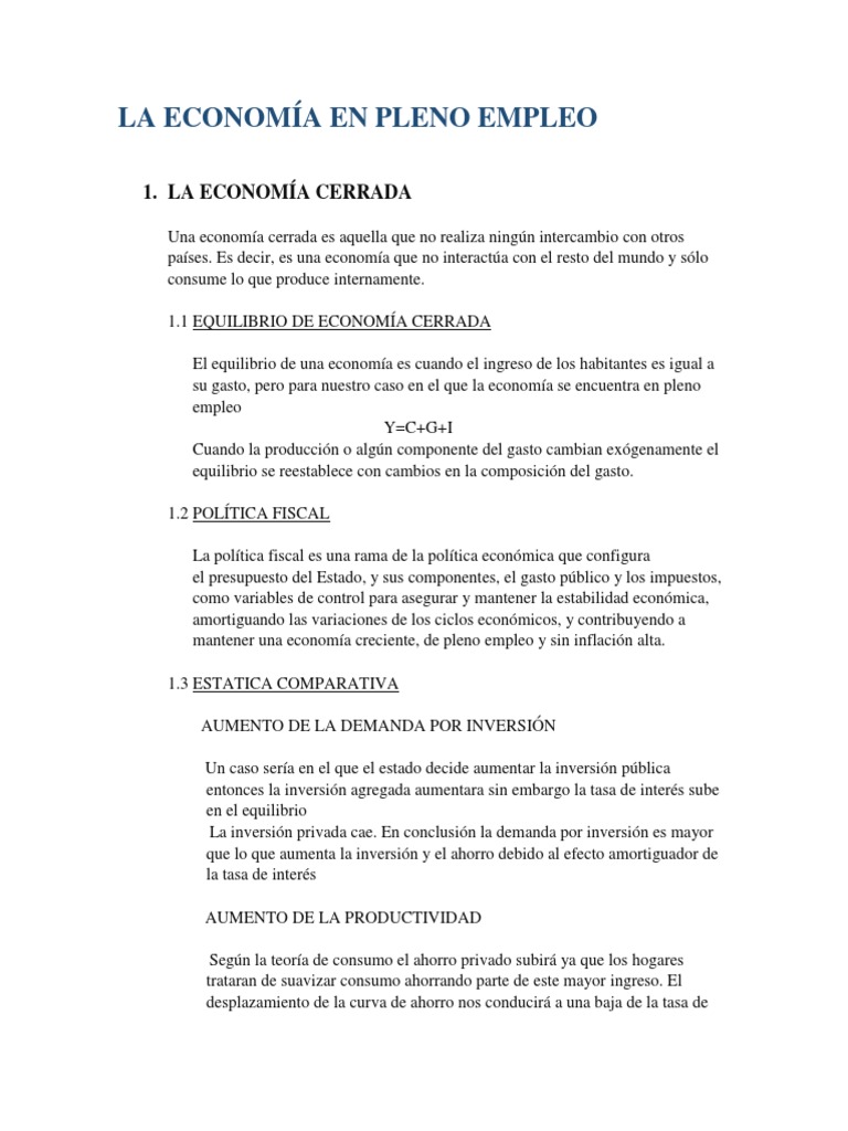 La Economia en Pleno Empleo | PDF | Ahorro | Tipo de cambio