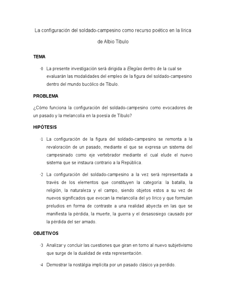 Proyecto de Investigación - Tibulo | PDF | Poesía | Amor