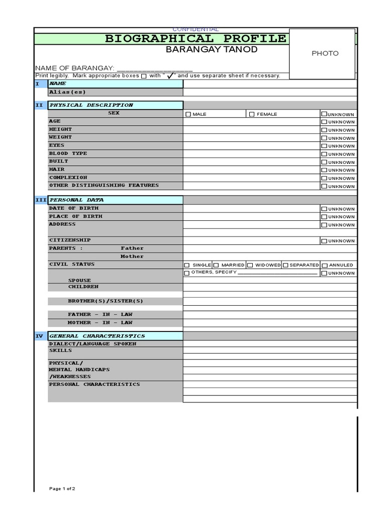 Blank Biographical Profile | PDF | Cognition | Learning