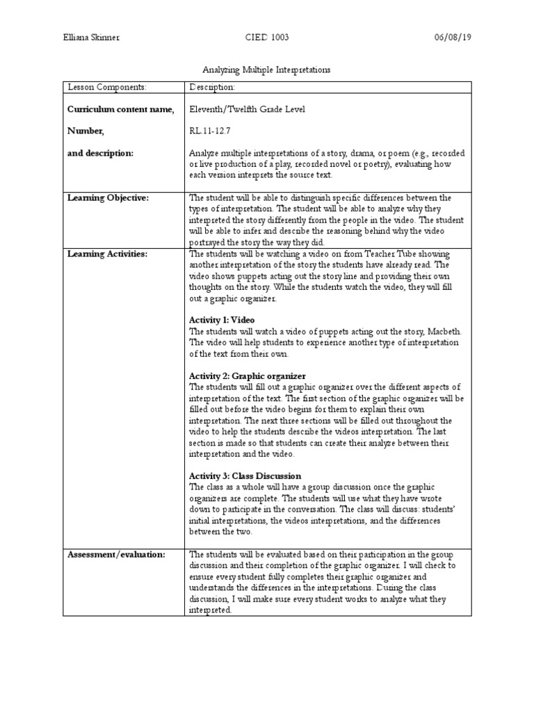 Lesson Plan | PDF | Lesson Plan | Education Theory