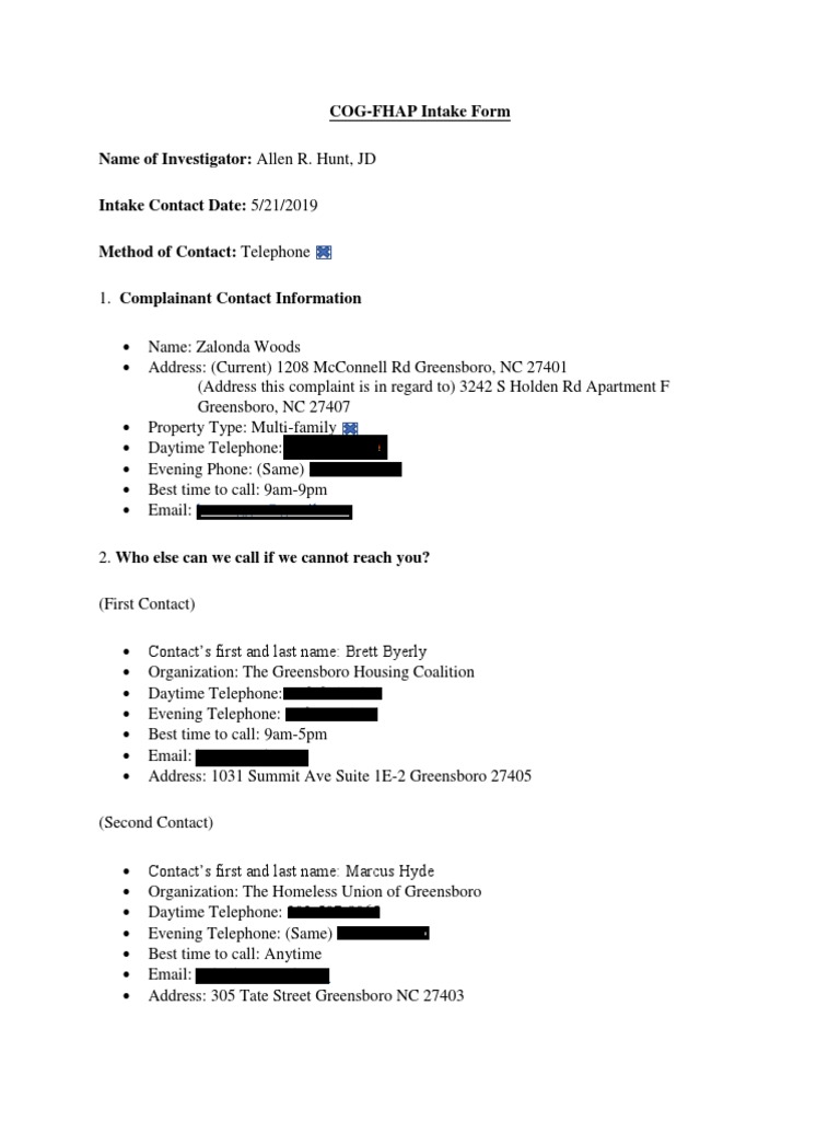 Zalonda Woods Fair Housing Complaint | Download Free PDF | Disability ...