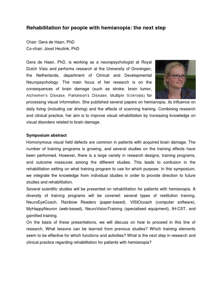 Hemianopia Rehabilitation Strategies | PDF | Physical Therapy ...