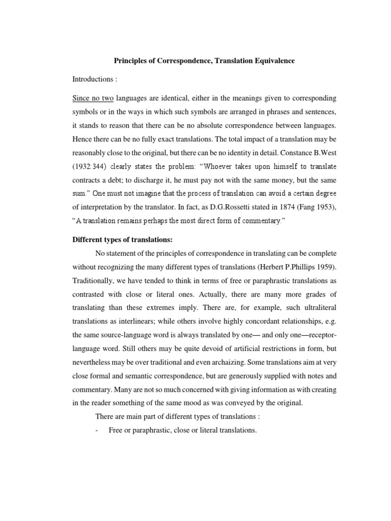 Principles of Correspondence | PDF | Translations | Semantics