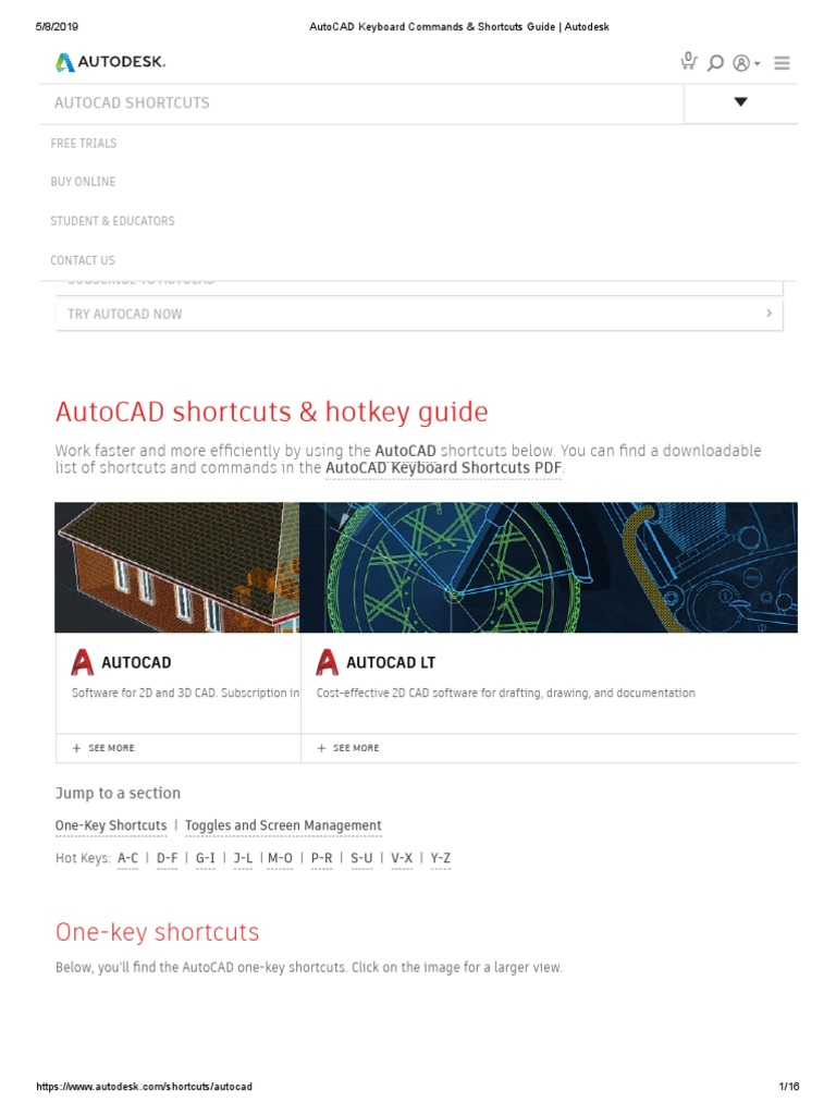 AutoCAD Keyboard Commands & Shortcuts Guide - Autodesk | PDF | Auto Cad | 3 D Computer Graphics