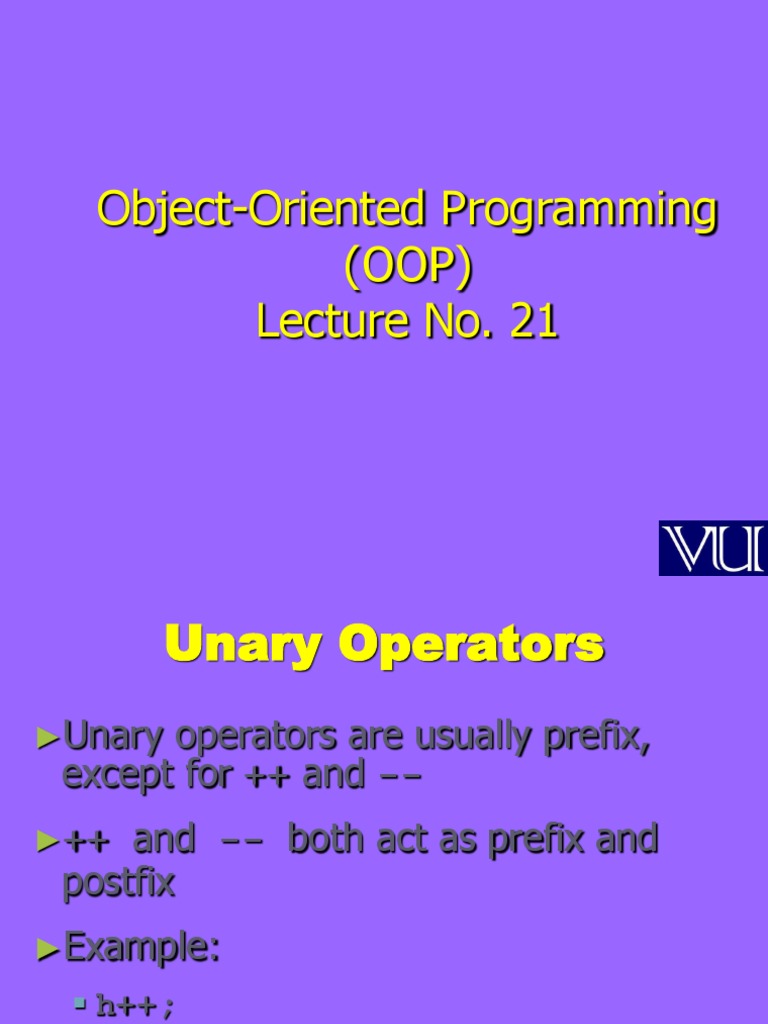Object-Oriented Programming (OOP) Lecture No. 21 | PDF | Parameter ...