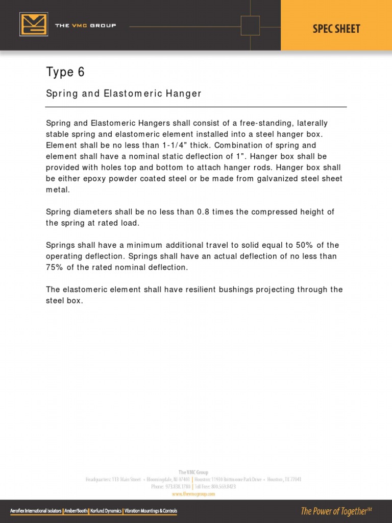 Spec Type 6 Spring and Elastomeric Hanger | PDF