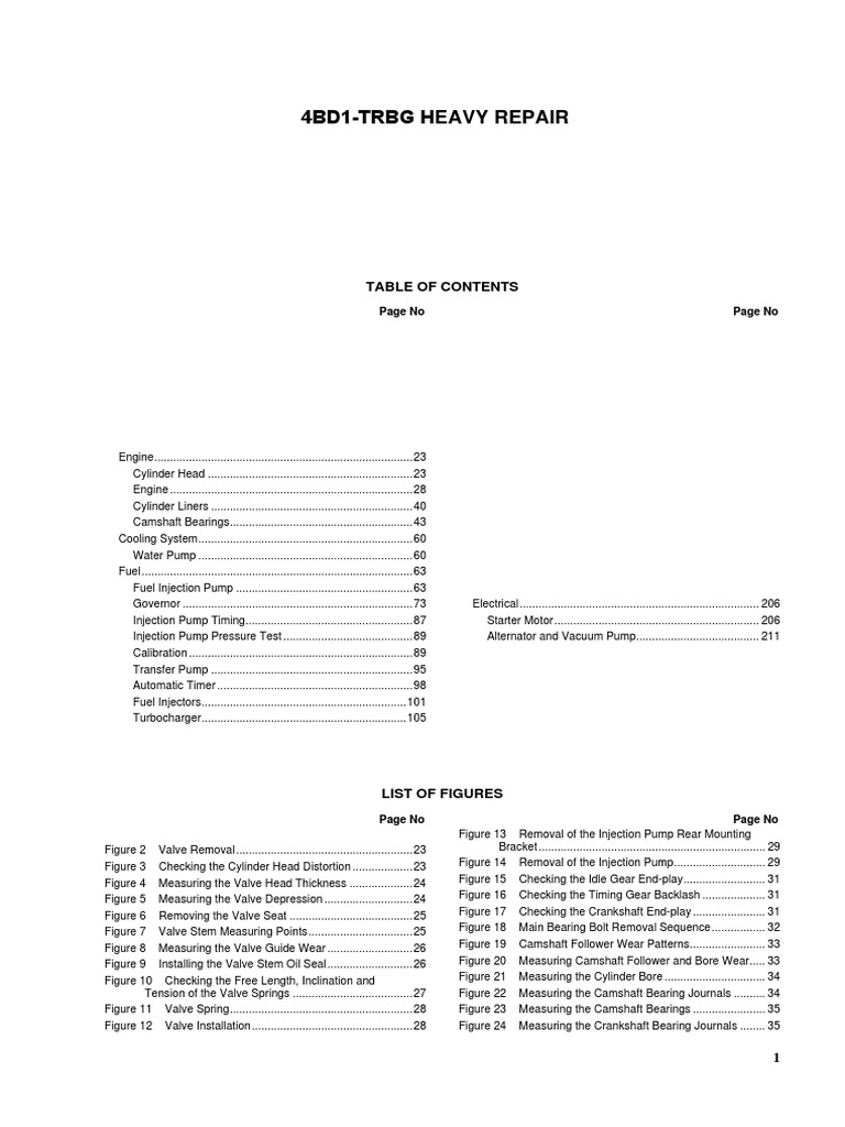 Manual Service 4bd1t | PDF | Piston | Cylinder (Engine)