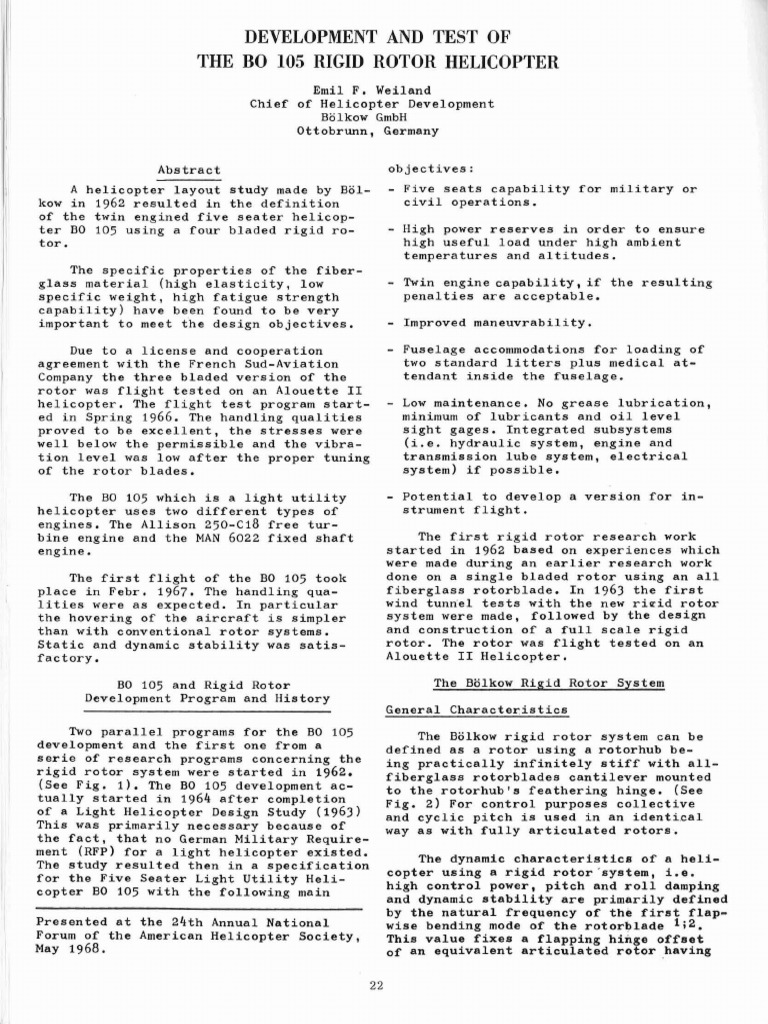 Development and Testing of the Rigid Rotor System for the BO 105 ...