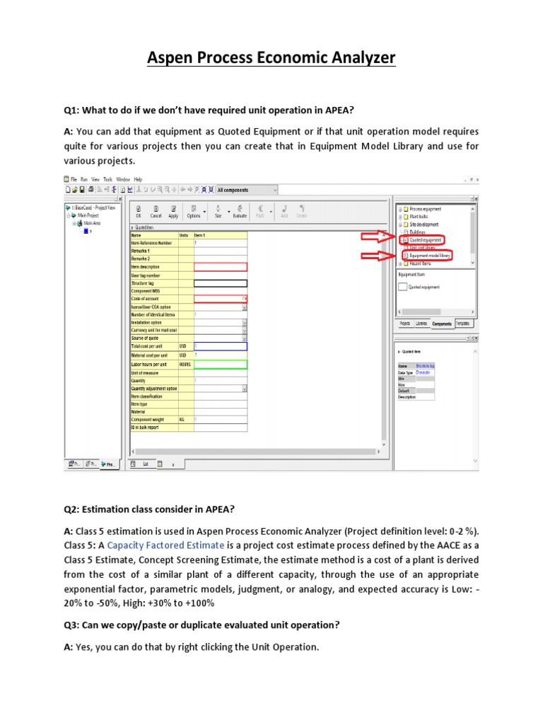 Aspen Process Ecoinomic Analyzer Queries | PDF | Business